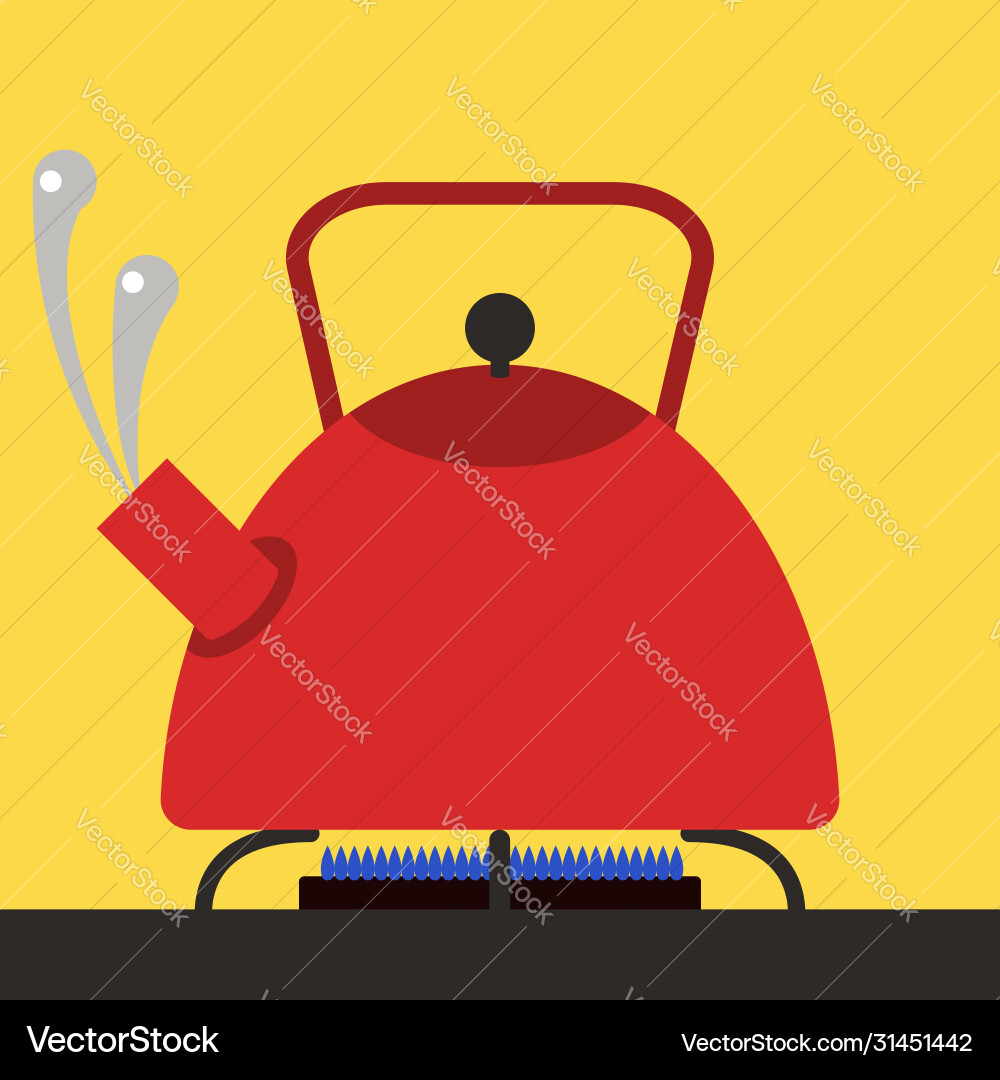 Red teapot on white background Royalty Free Vector Image