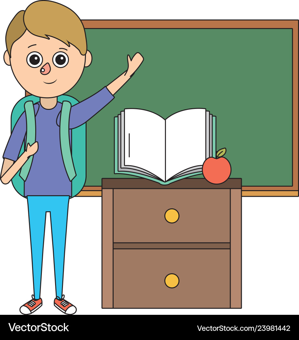 School child boy cartoon Royalty Free Vector Image