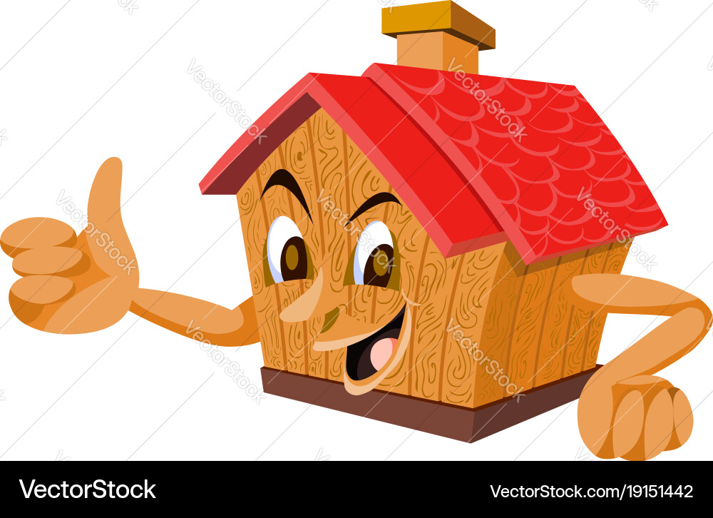 Wooden house with a face Royalty Free Vector Image