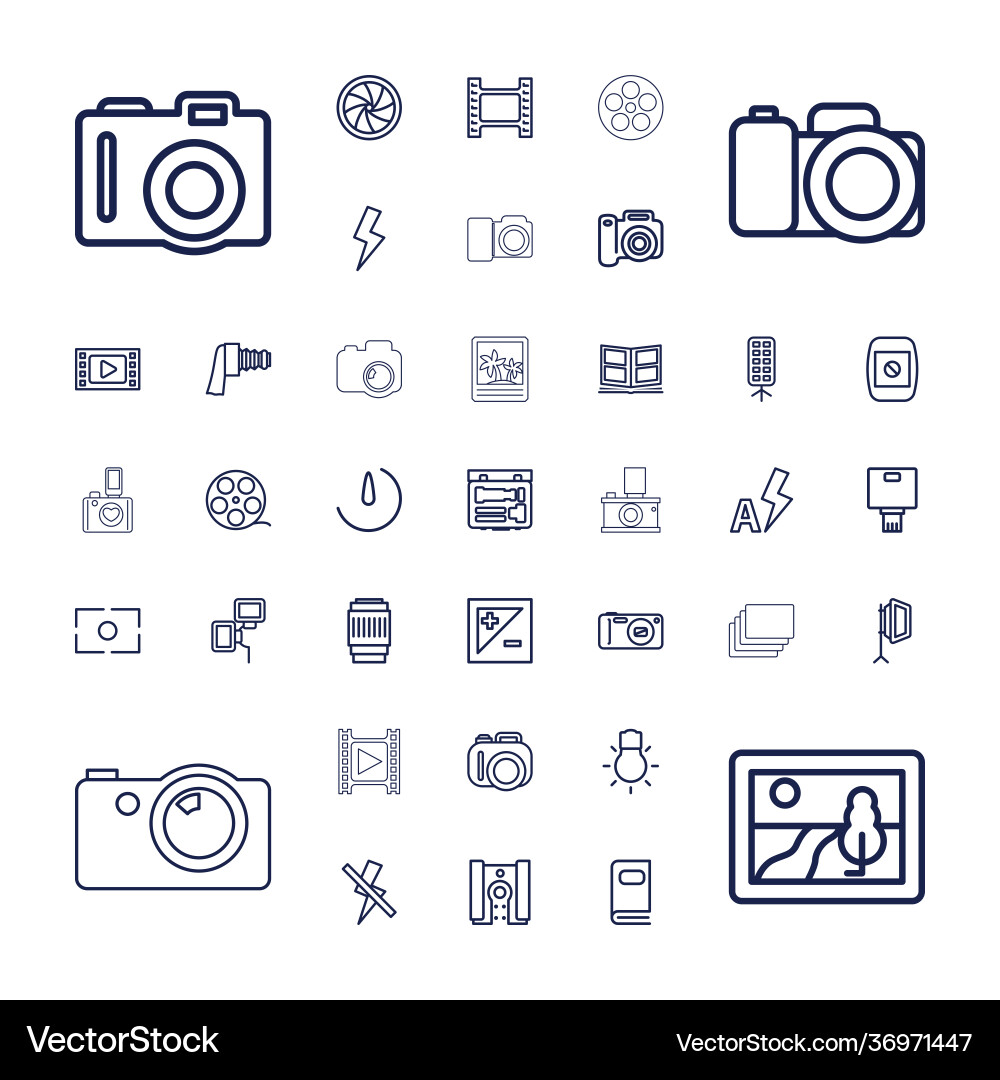 37 photography icons Royalty Free Vector Image