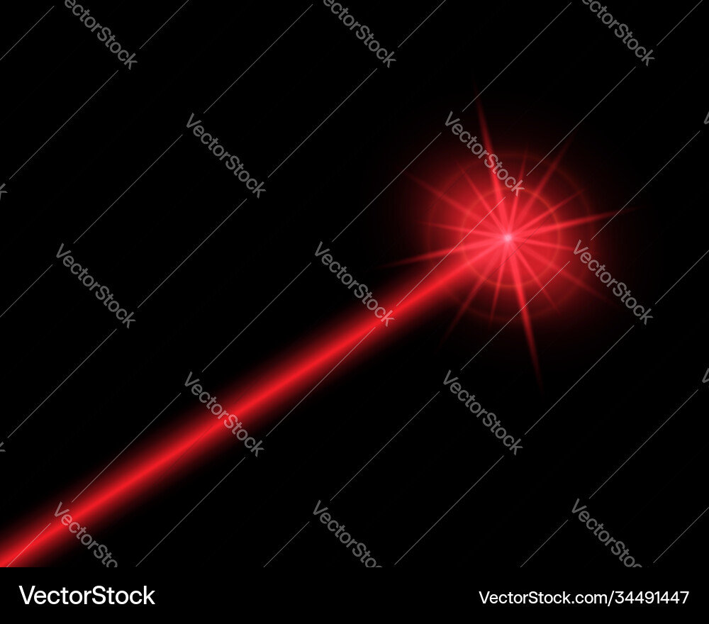 Abstract red laser beam isolated on transparent Vector Image