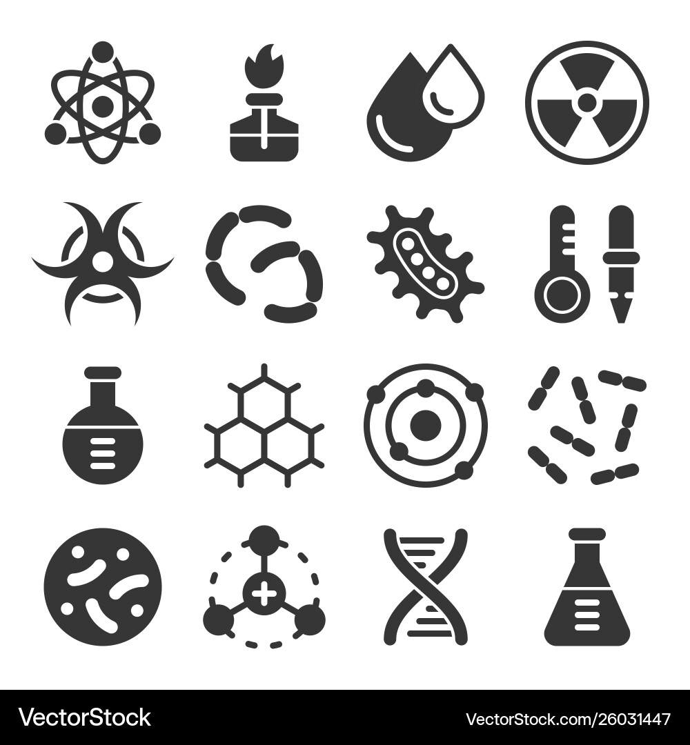Chemistry science details glyph icon set Vector Image