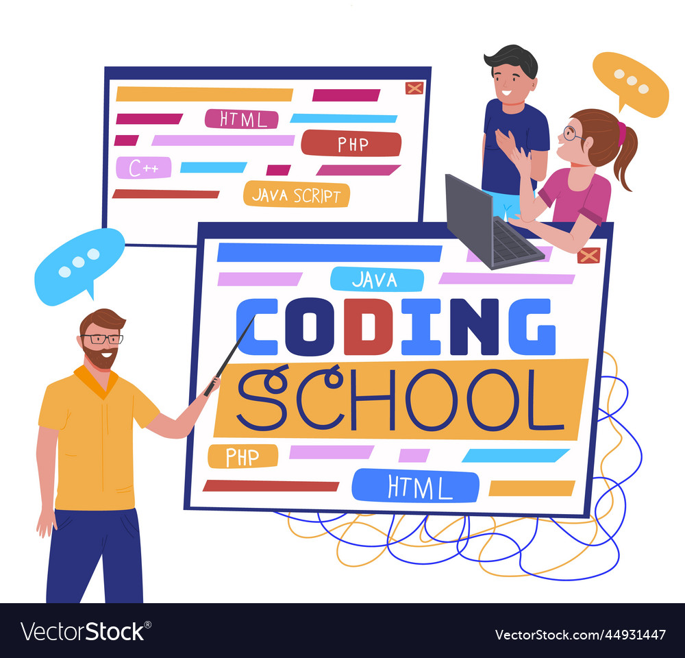 Children coding school teamwork during Royalty Free Vector