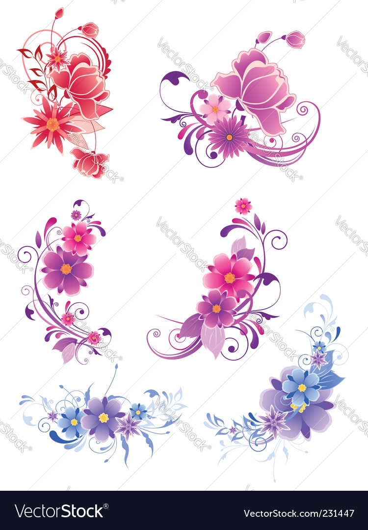 Floral decorative elements Royalty Free Vector Image