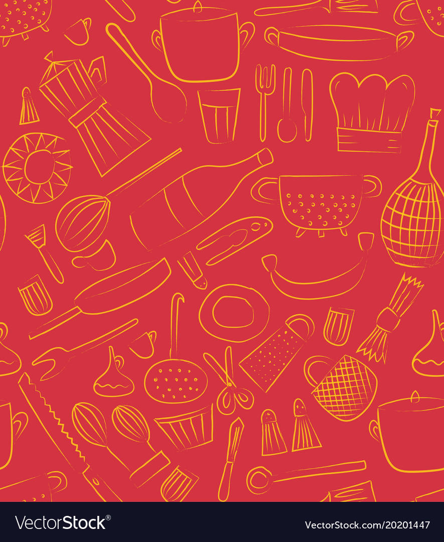 Hand drawn kitchen elements set for menu Vector Image