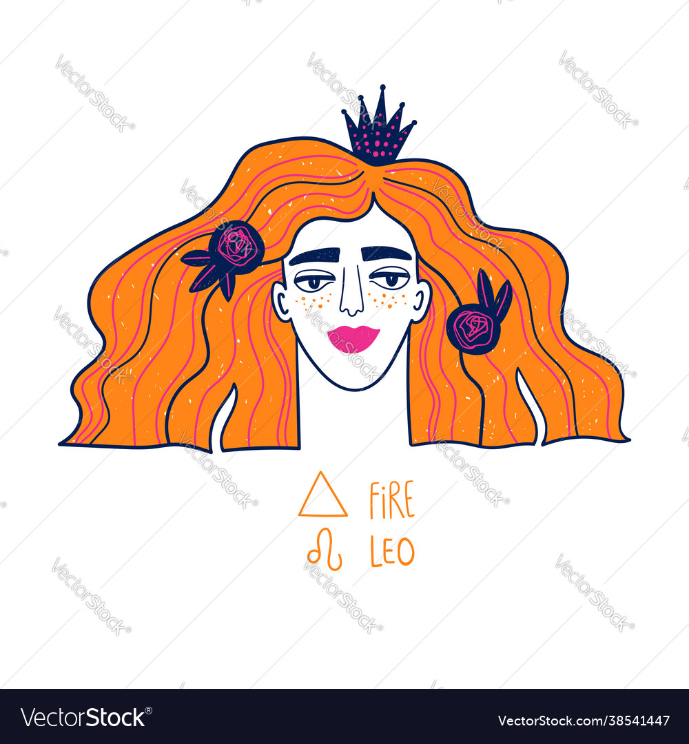 Leo Zodiac Sign With Beautiful Girl Royalty Free Vector