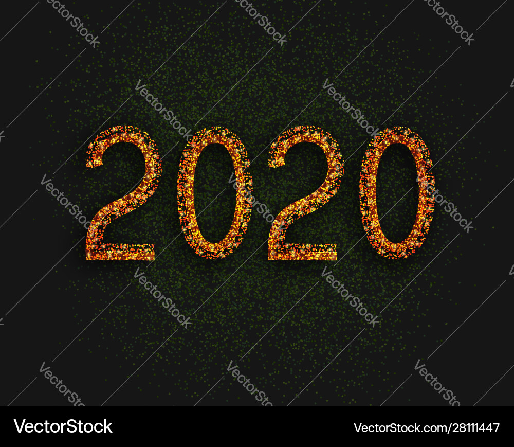Number 2020 on a dark background golden numbers Vector Image