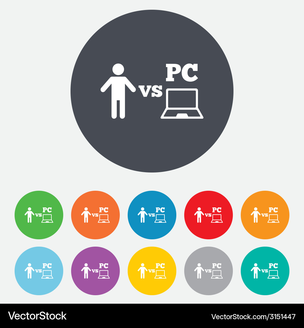 Player vs pc sign icon games symbol Royalty Free Vector