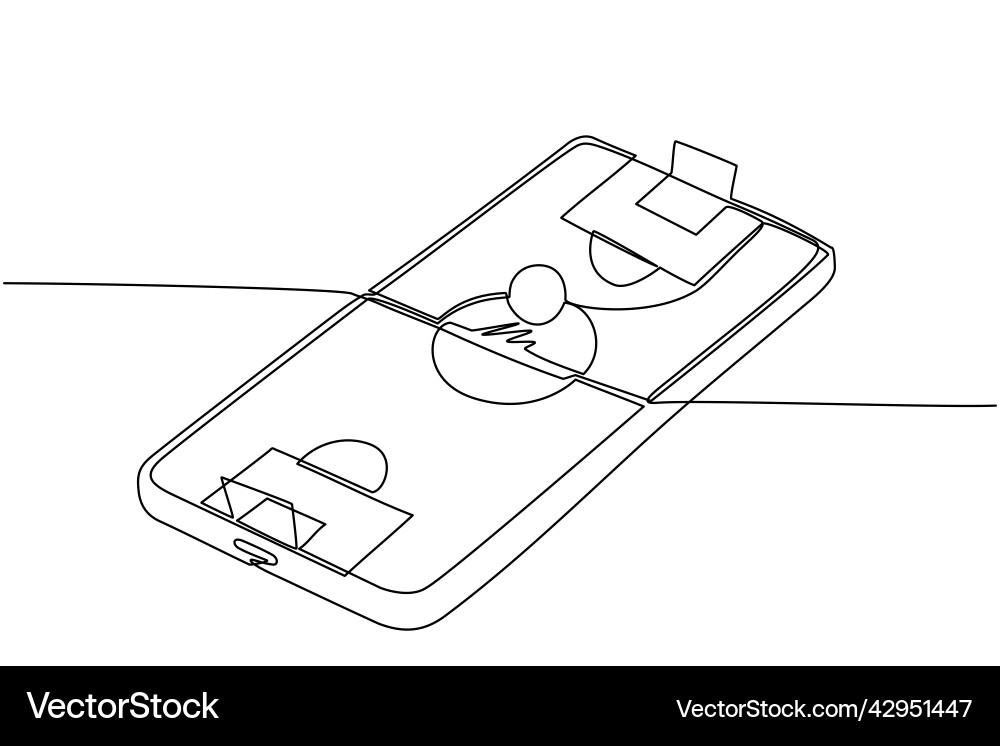 Single continuous line drawing football field Vector Image