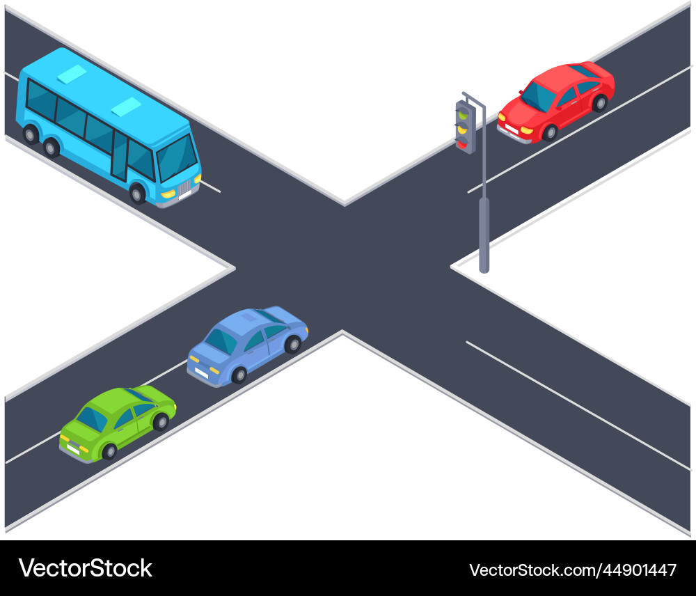 Track with road marking and traffic light highway Vector Image