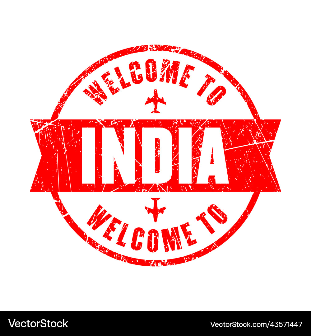 Welcome to india red stamp isolated background Vector Image