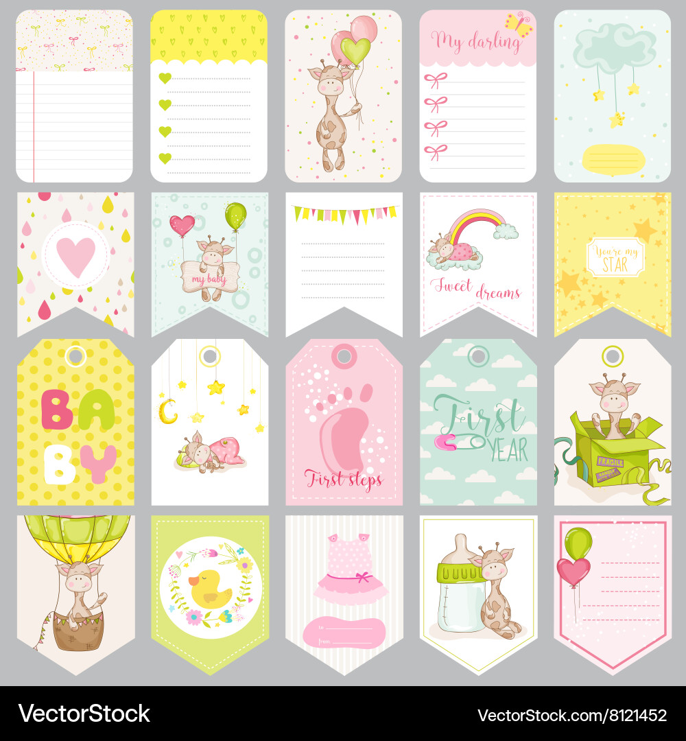 Baby boy tags banners scrapbook labels Royalty Free Vector