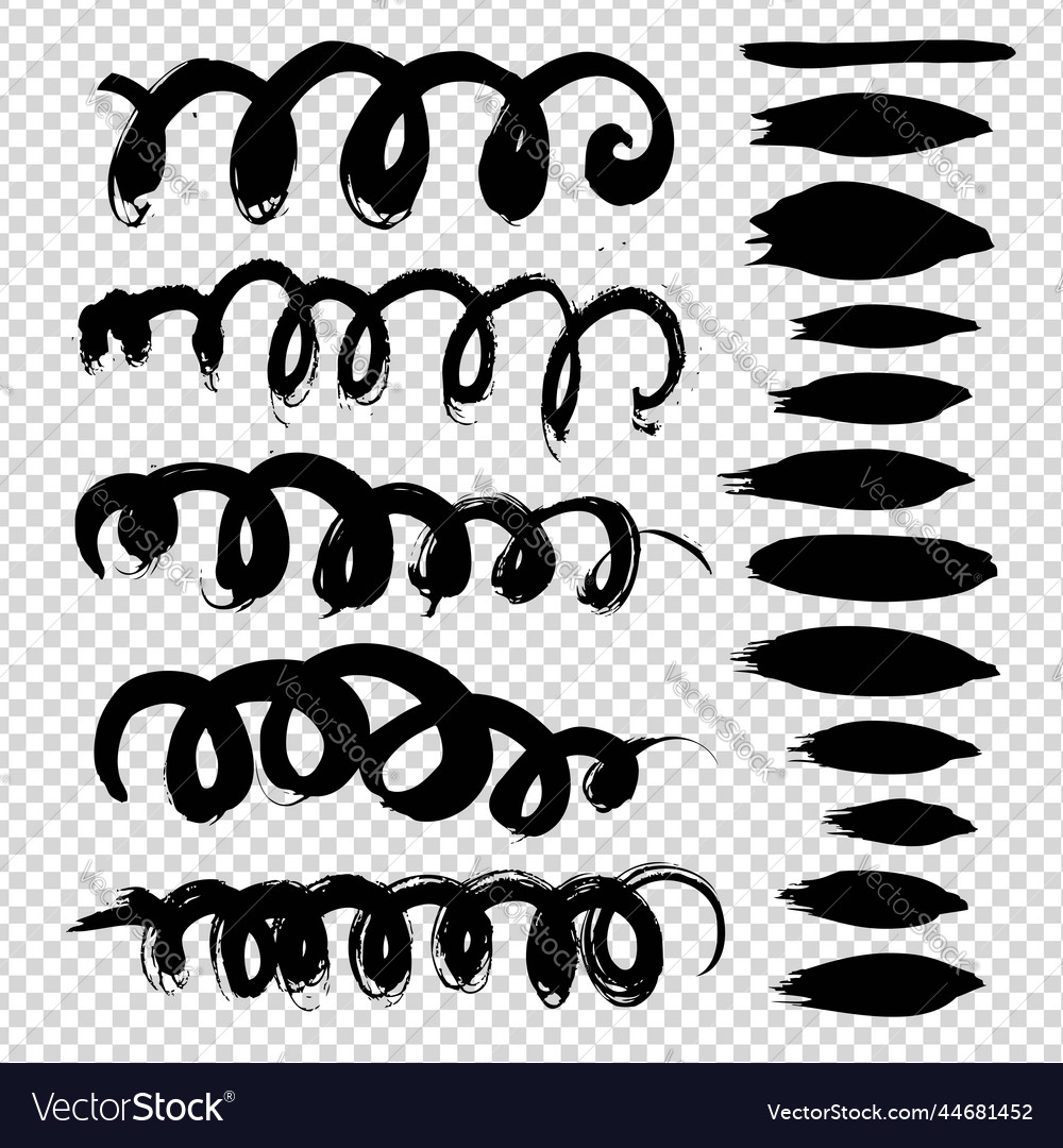 Black Abstract Wavy And Different Textured Brush Vector Image