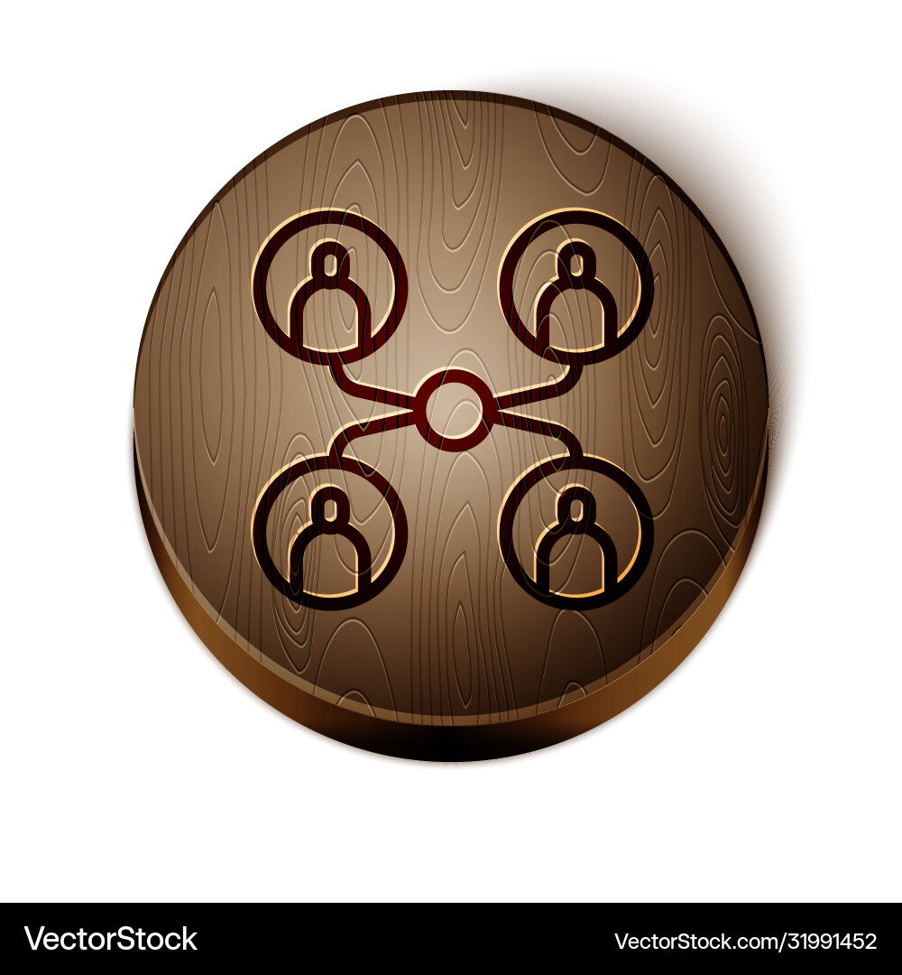 Brown line online class icon isolated on white Vector Image