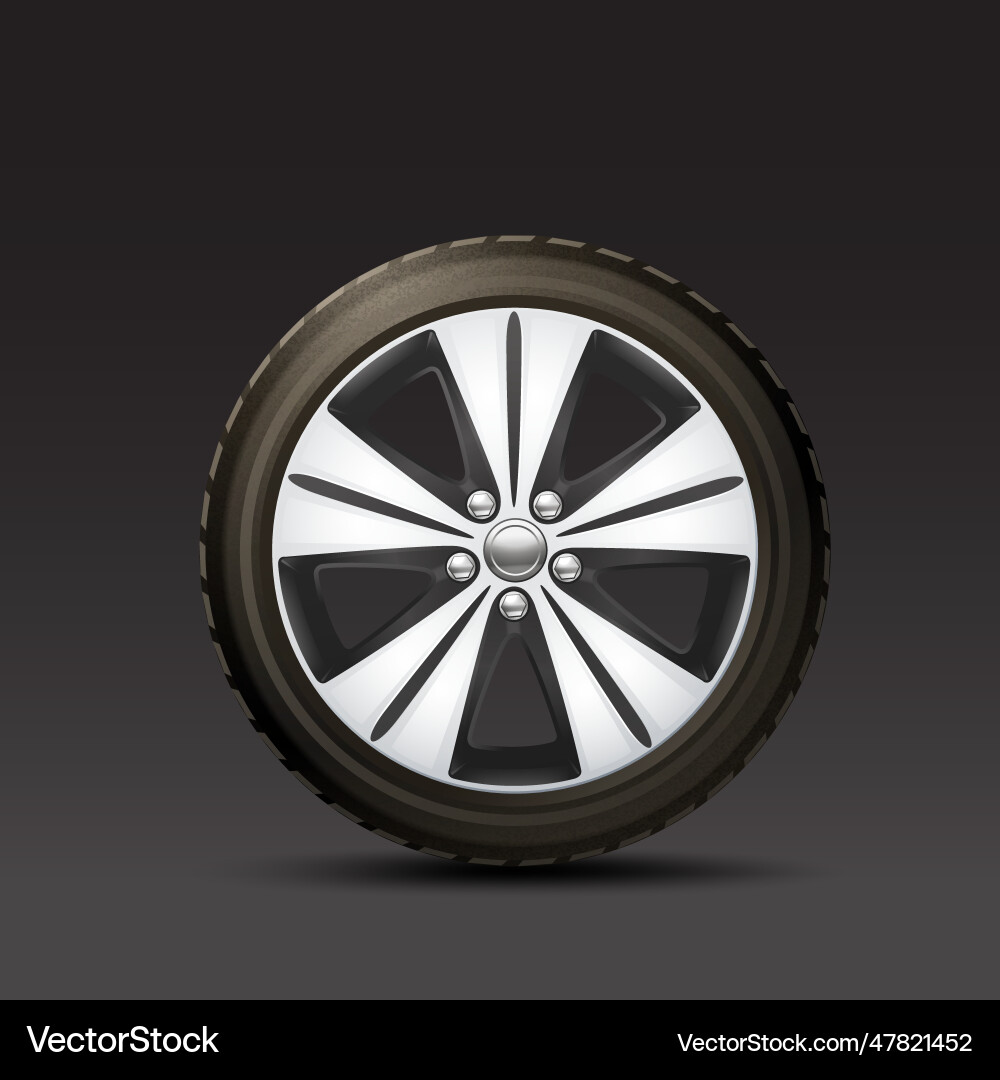 Car wheel black background wheel black Royalty Free Vector