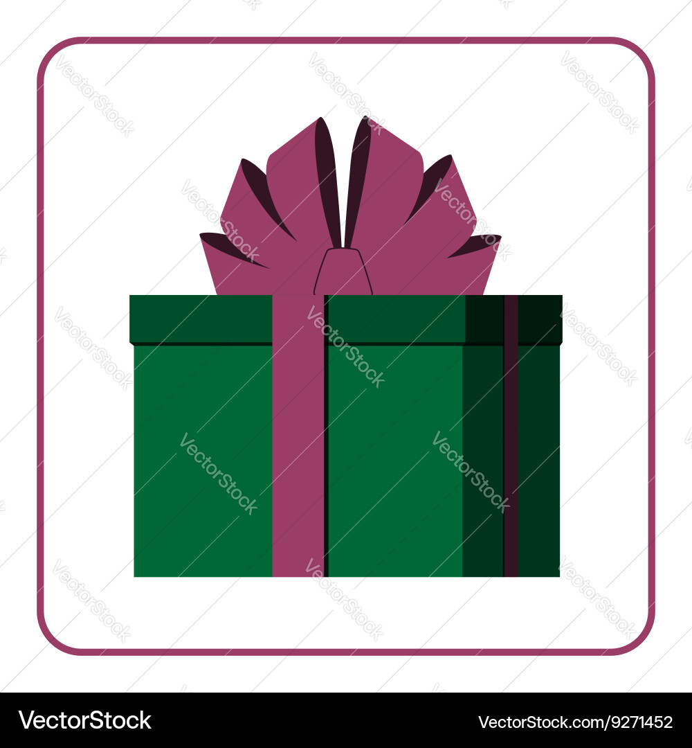 Colorful wrapped gift box icon green Royalty Free Vector