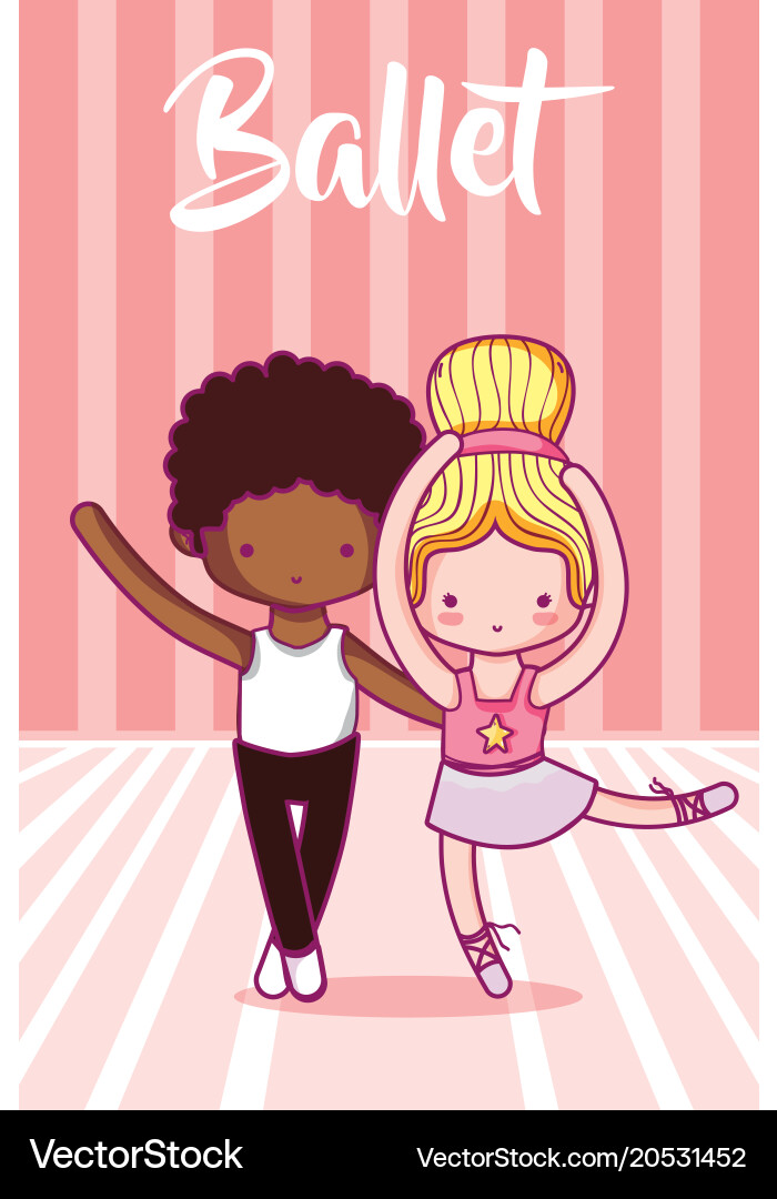 Cute ballet dancers cartoons Royalty Free Vector Image