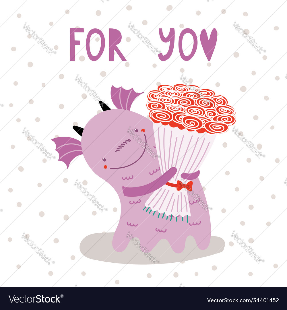Cute monster valentines day greeting card Vector Image