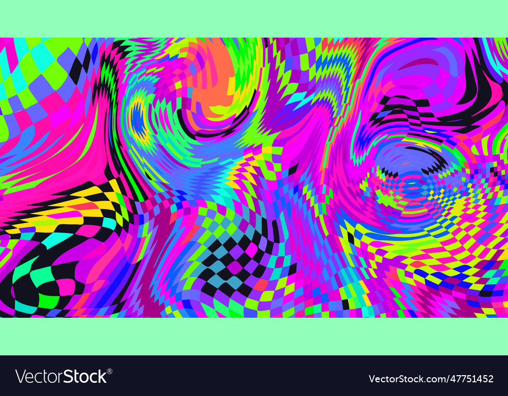 Distorted neon checkered pattern abstract Vector Image