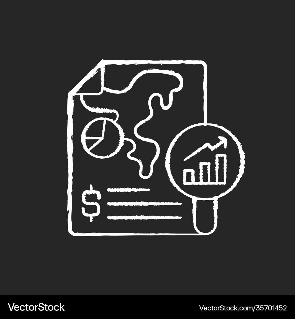 Financial report chalk white icon on black Vector Image
