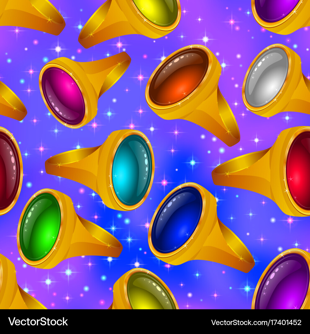 Gold rings with gems seamless Royalty Free Vector Image