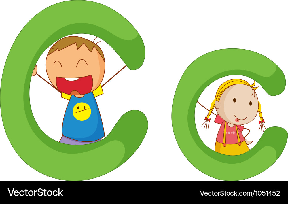 Kids in the letters series Royalty Free Vector Image