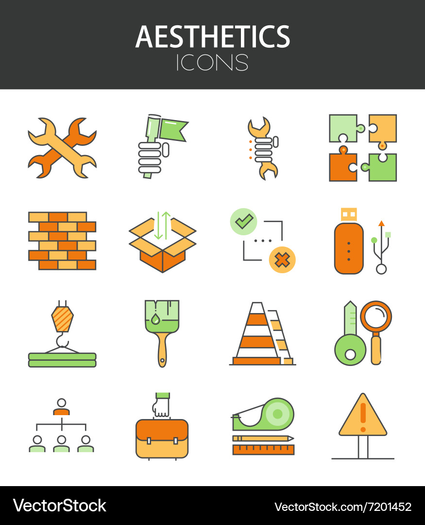 Modern thin line flat design of icons set Vector Image