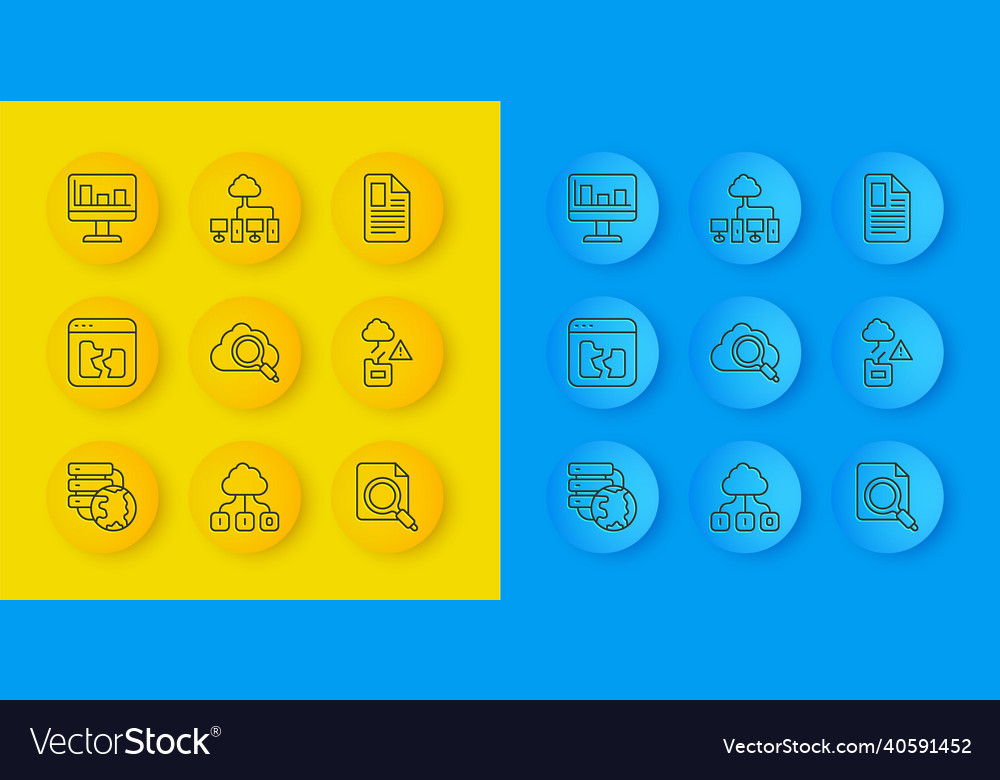 Set line network cloud connection broken file Vector Image Set line network cloud connection broken file Vector Image
