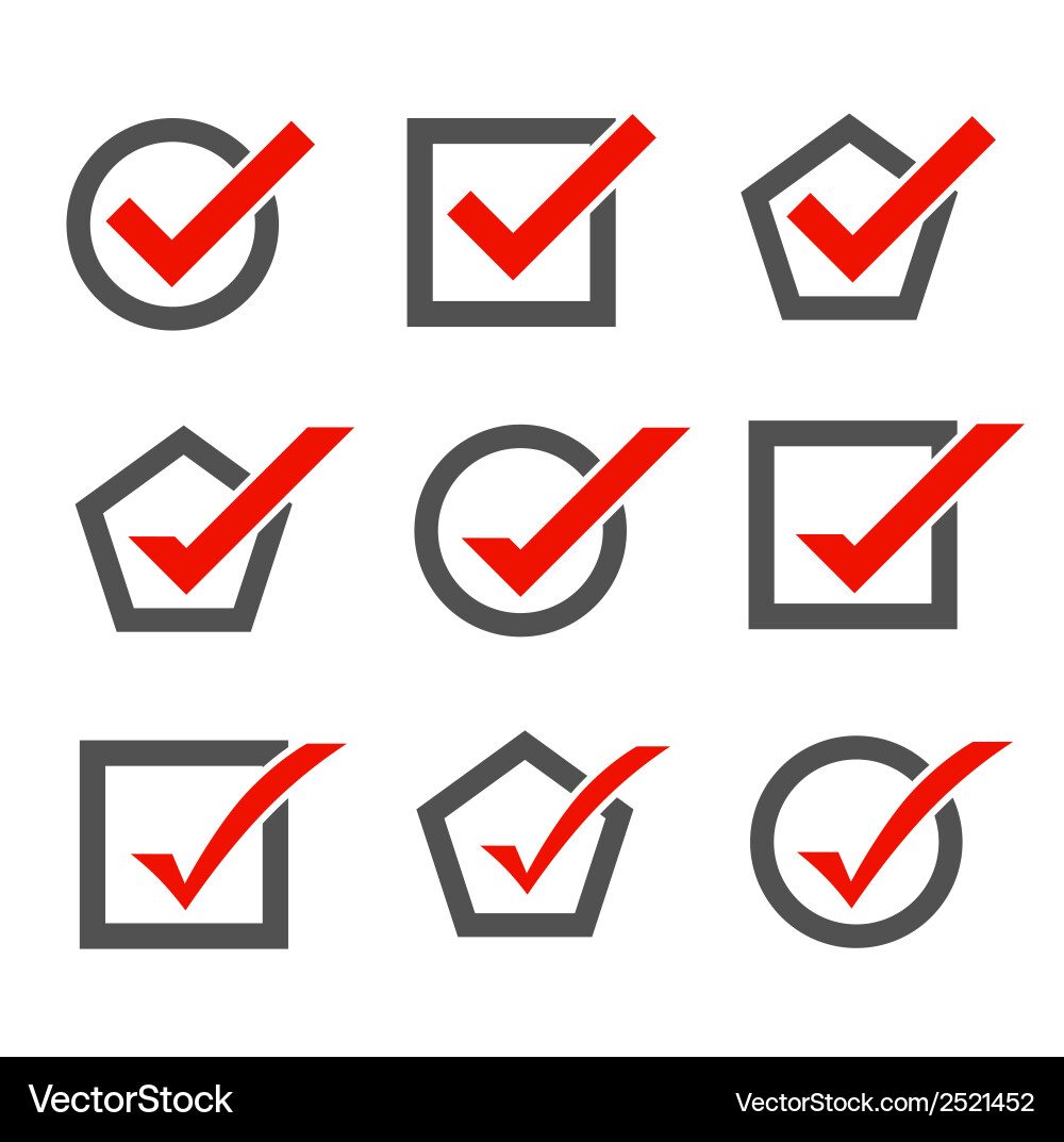 Set of check mark icons Royalty Free Vector Image