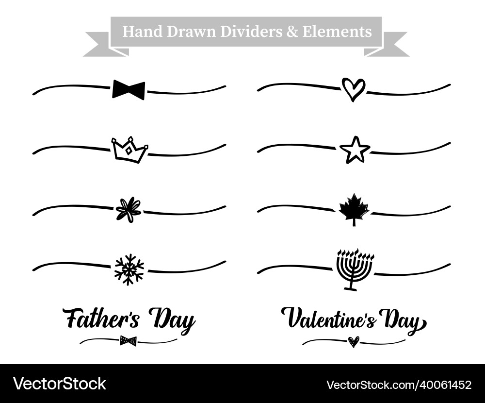 Set of hand drawn dividers shape and elements Vector Image