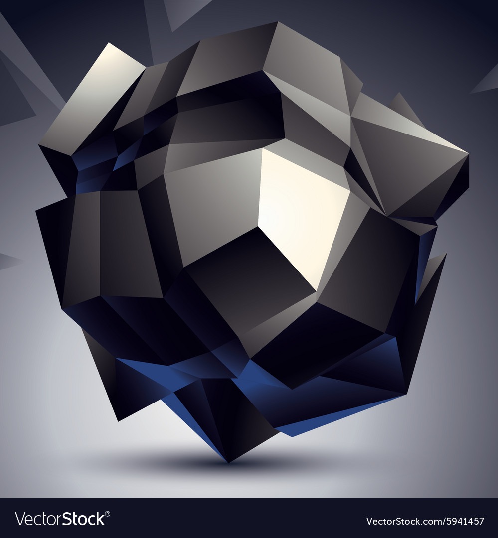 Abstract Asymmetric Monochrome Object Constructed Vector Image