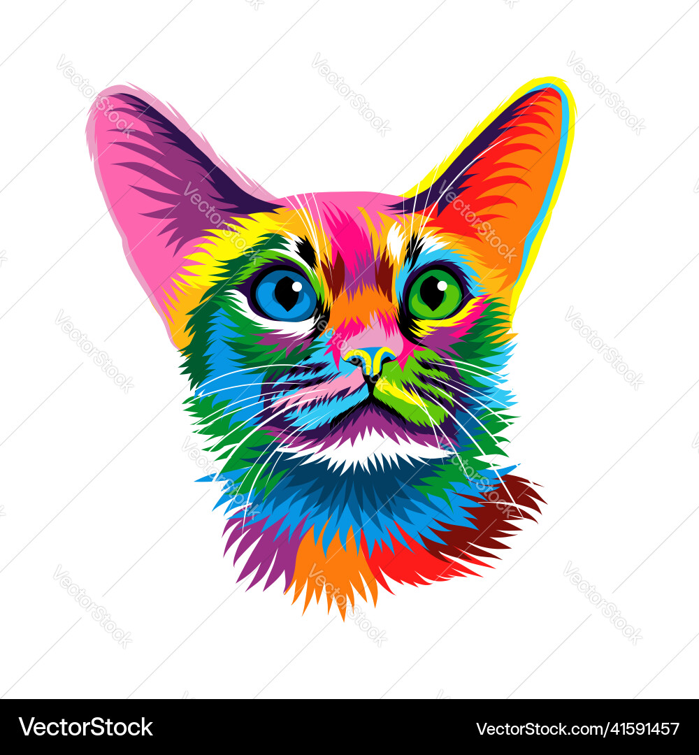 Abstract oriental cat head portrait from Vector Image