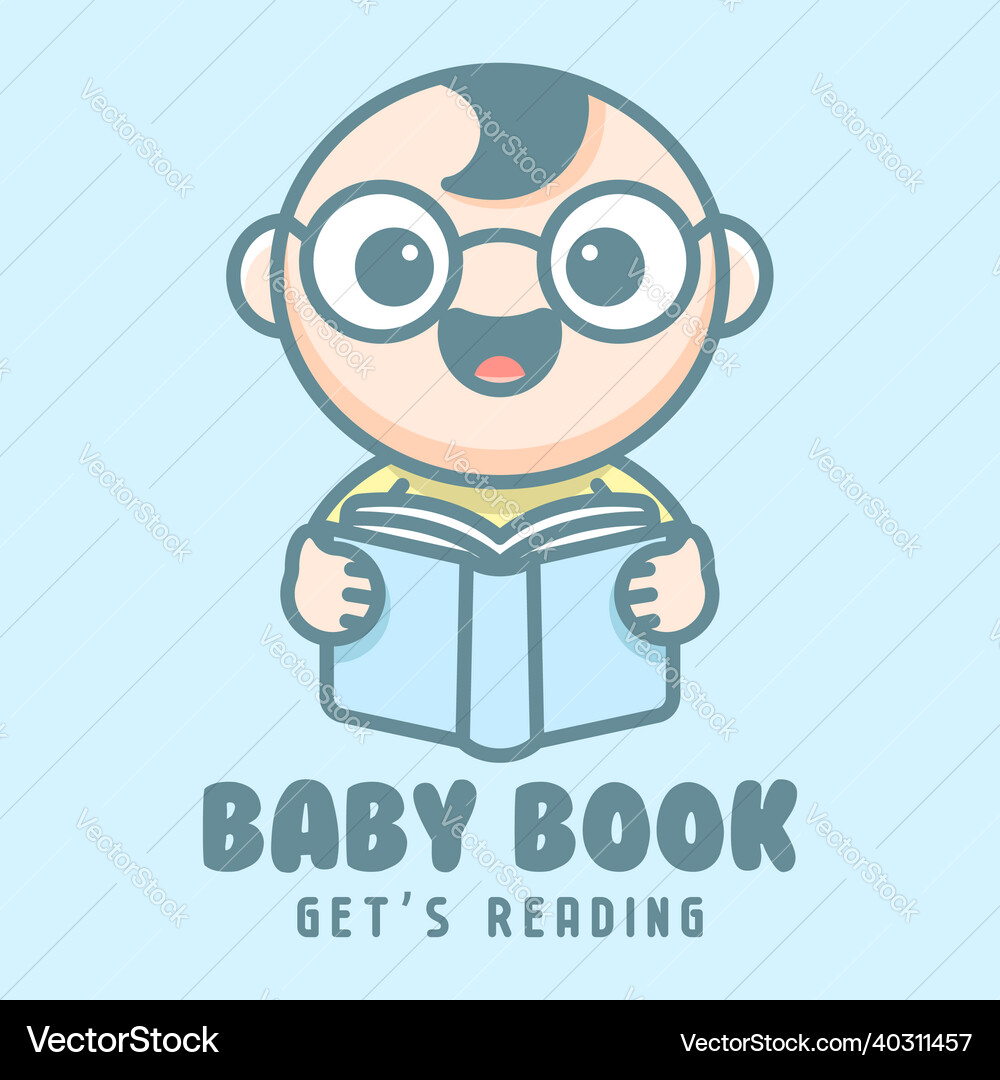 Baby book mascot logo Royalty Free Vector Image