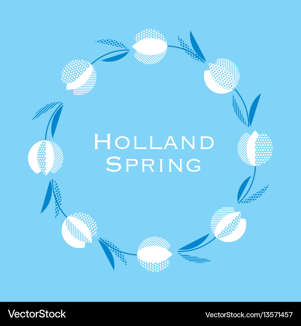 Blue holland style tulip flower pattern modern Vector Image