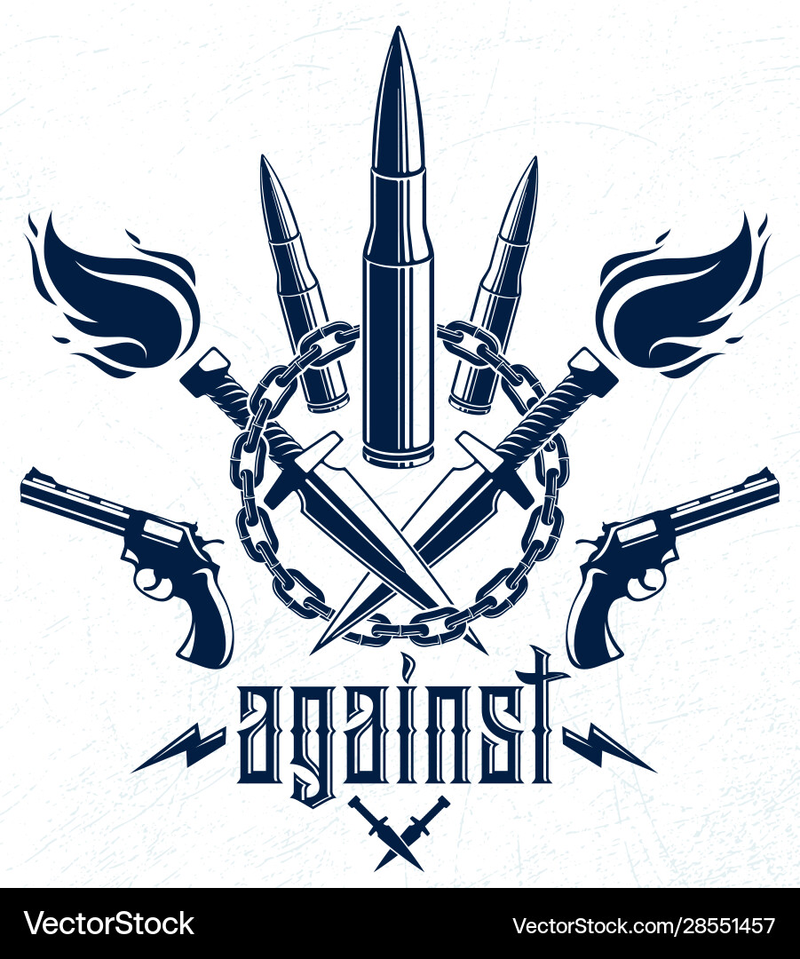 Bullets and guns emblem revolution and war Vector Image