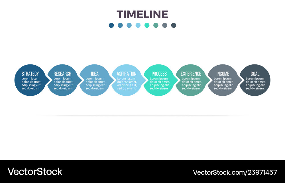 Business infographics timeline with 8 steps Vector Image