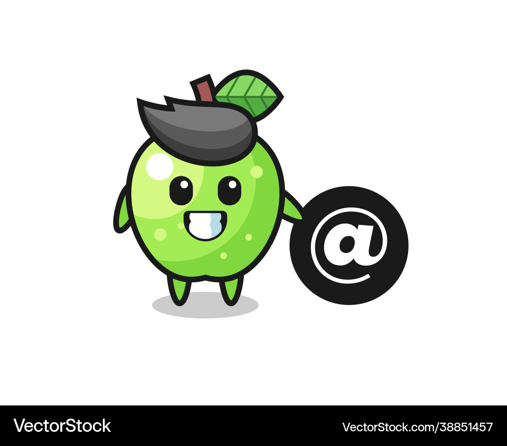Cartoon green apple standing beside Royalty Free Vector