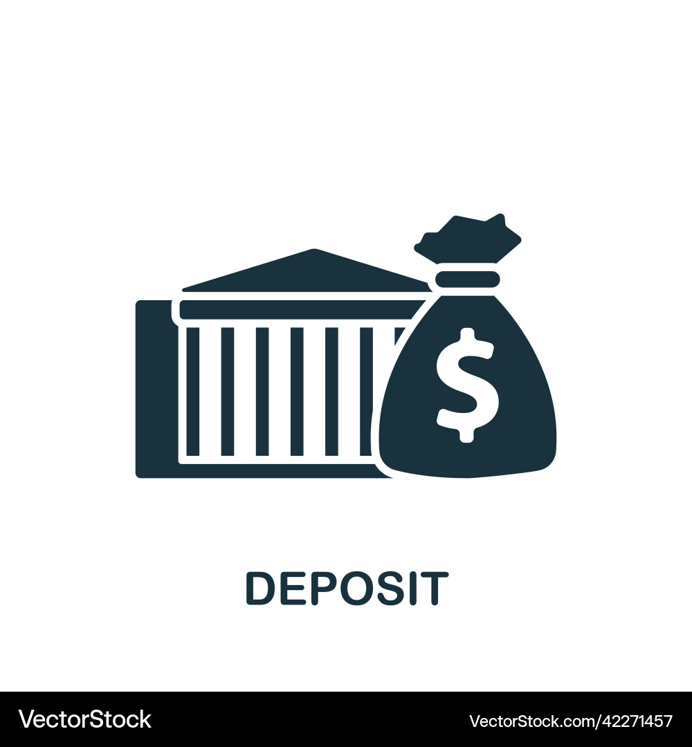 Deposit icon monochrome simple banking icon Vector Image