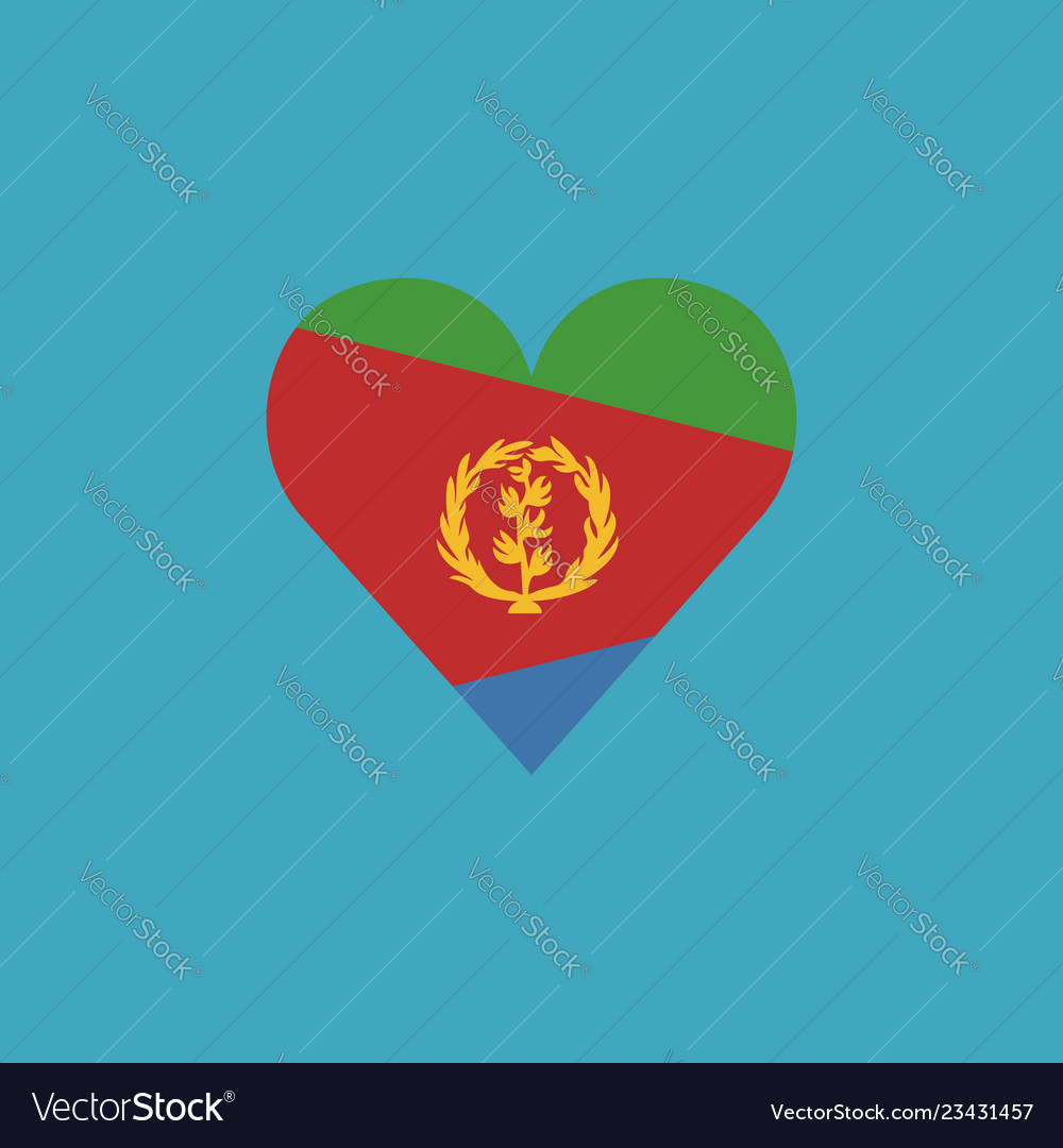 Eritrea Flag Icon In A Heart Shape In Flat Design Vector Image