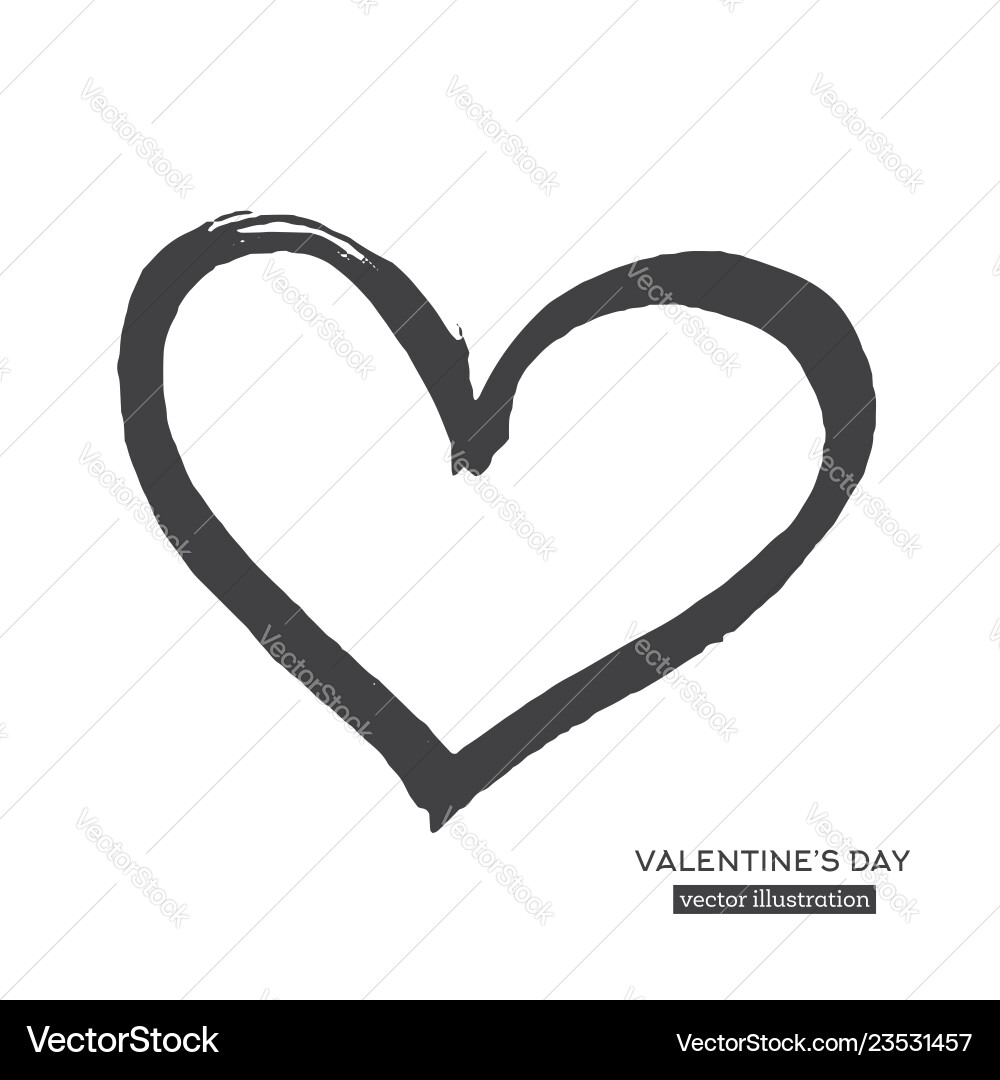 Hand drawn calligraphy heart isolated on white Vector Image