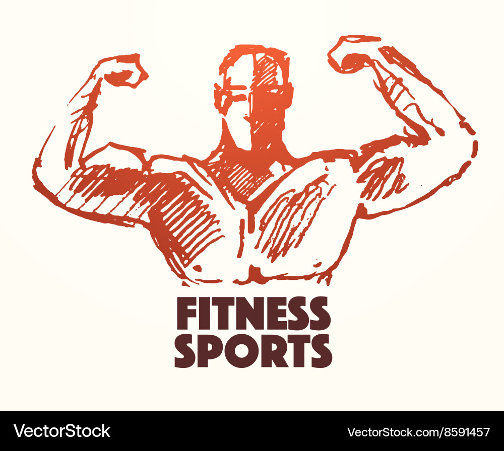 Hand drawn strong man logo or poster Royalty Free Vector
