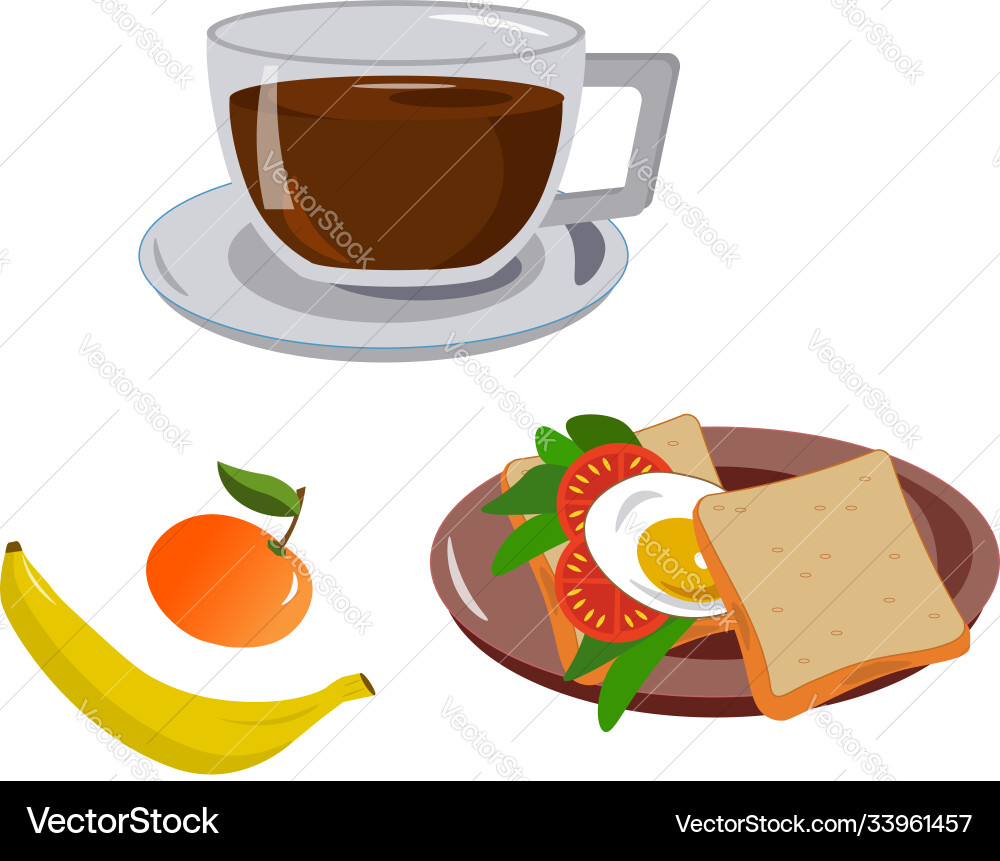 Healthy breakfast sandwich with egg and coffee Vector Image