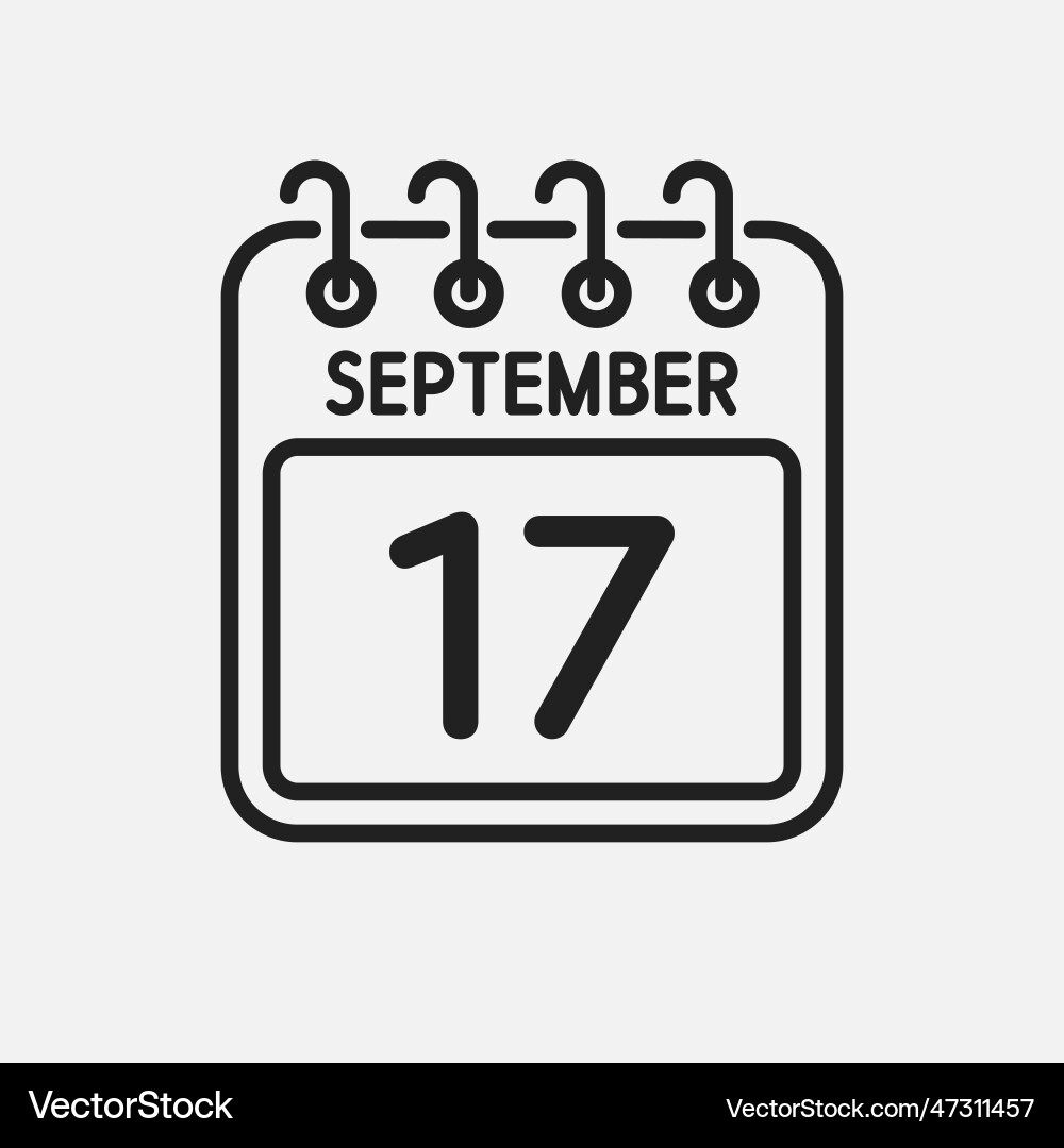 Icon page calendar day - 17 september Royalty Free Vector