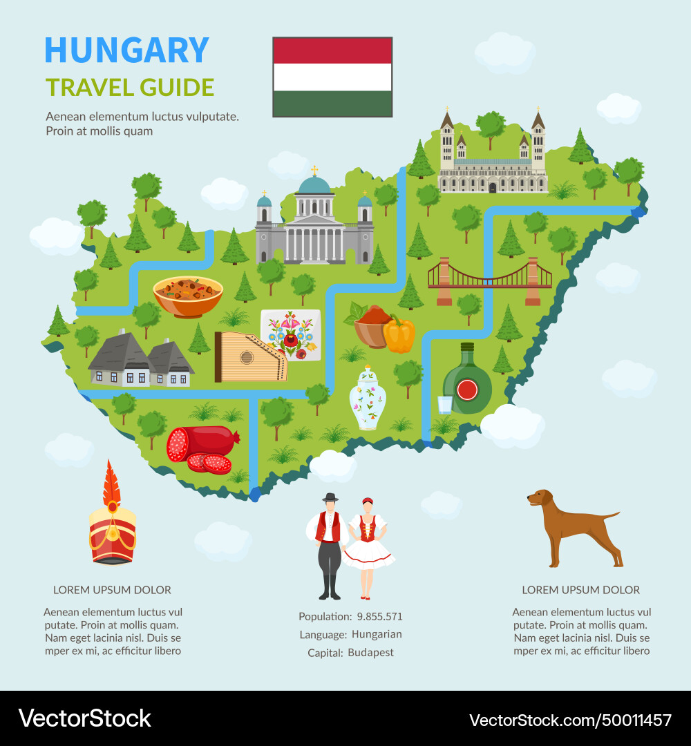 Infographic map of hungary Royalty Free Vector Image