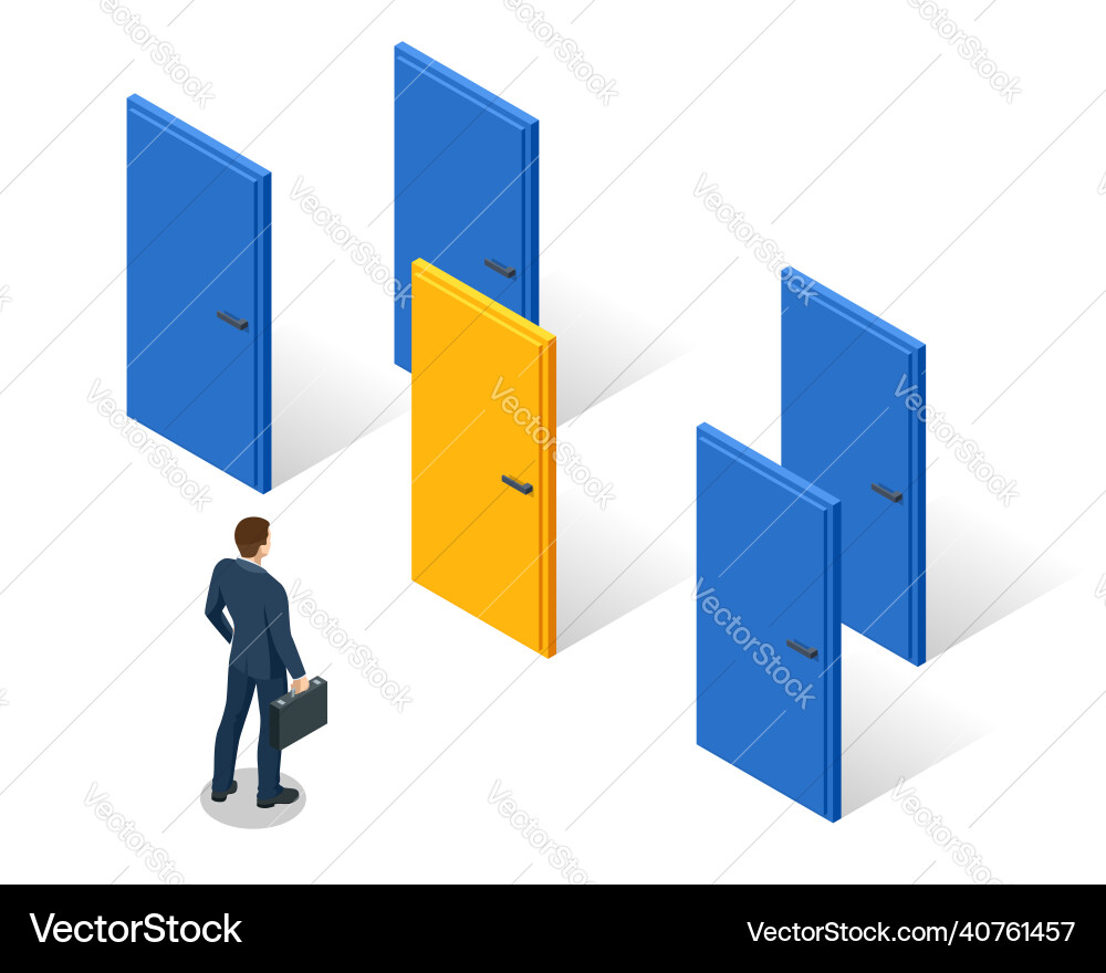 Isometric concept of man is standing in front Vector Image