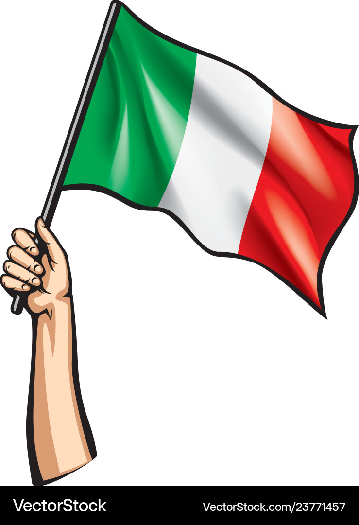 Italy flag and hand on white background Royalty Free Vector