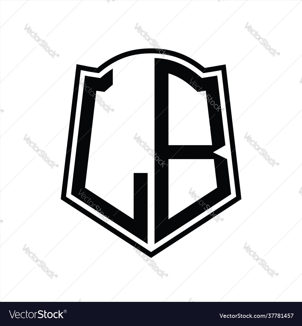 Lb logo monogram with shield shape outline design Vector Image