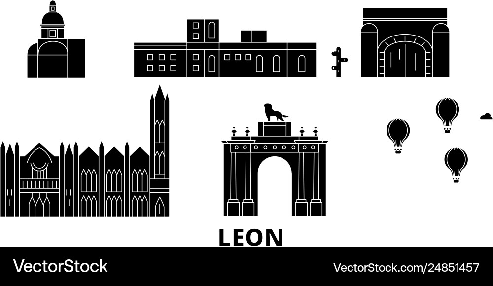Mexico leon flat travel skyline set mexico leon Vector Image