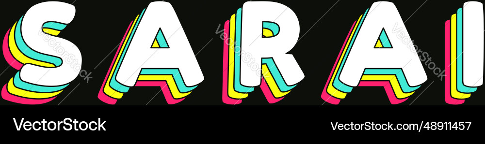 Sarai - retro rainbow typography faded style Vector Image