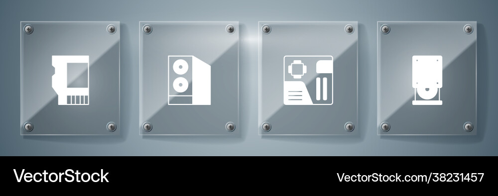 Set optical disc drive motherboard digital chip Vector Image